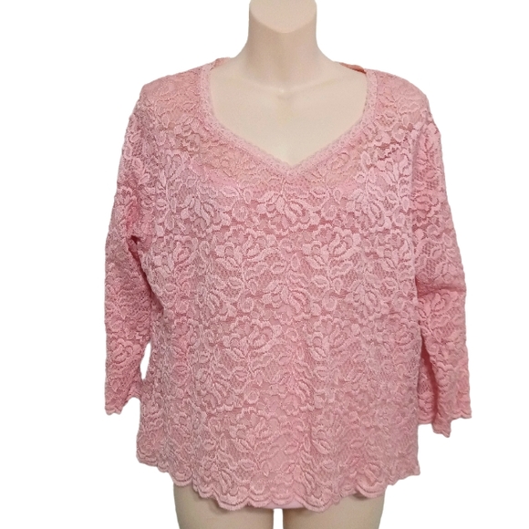Emma James | Tops | Emma James Petite Pink Lace Top Xl | Poshmark